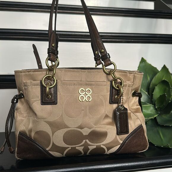 Coach | Bags | Coachcollette Signature Monogram Satchel Carryall Bag ...